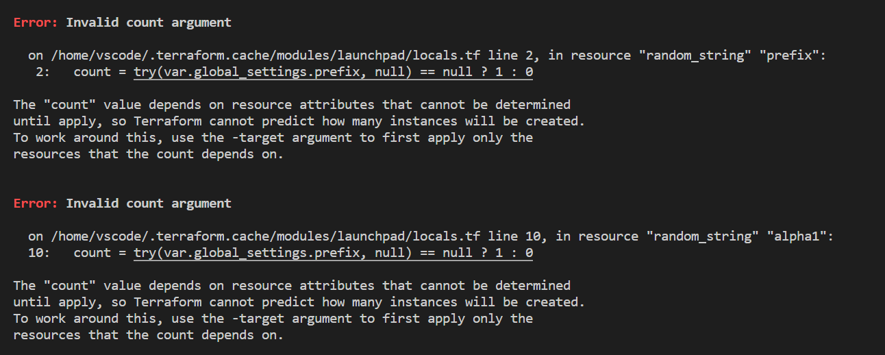 [bug]invalid count argument - launchpad module · Issue #148 · Azure/caf-terraform-landingzones ...