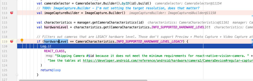 Support for legacy Camera1 devices · Issue #127 · mrousavy/react-native-vision-camera · GitHub