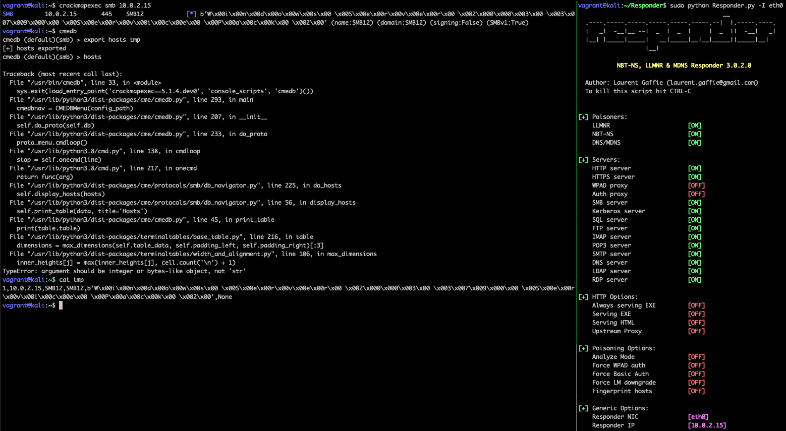 Scanning a Responder SMB Server breaks cmedb hosts functionality. · Issue #439 · byt3bl33d3r ...