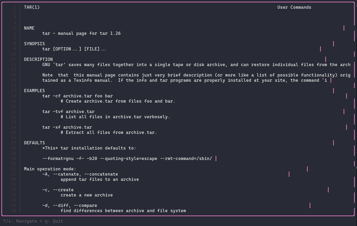 Pager doesn't render man pages properly · Issue #297 · charmbracelet/gum · GitHub
