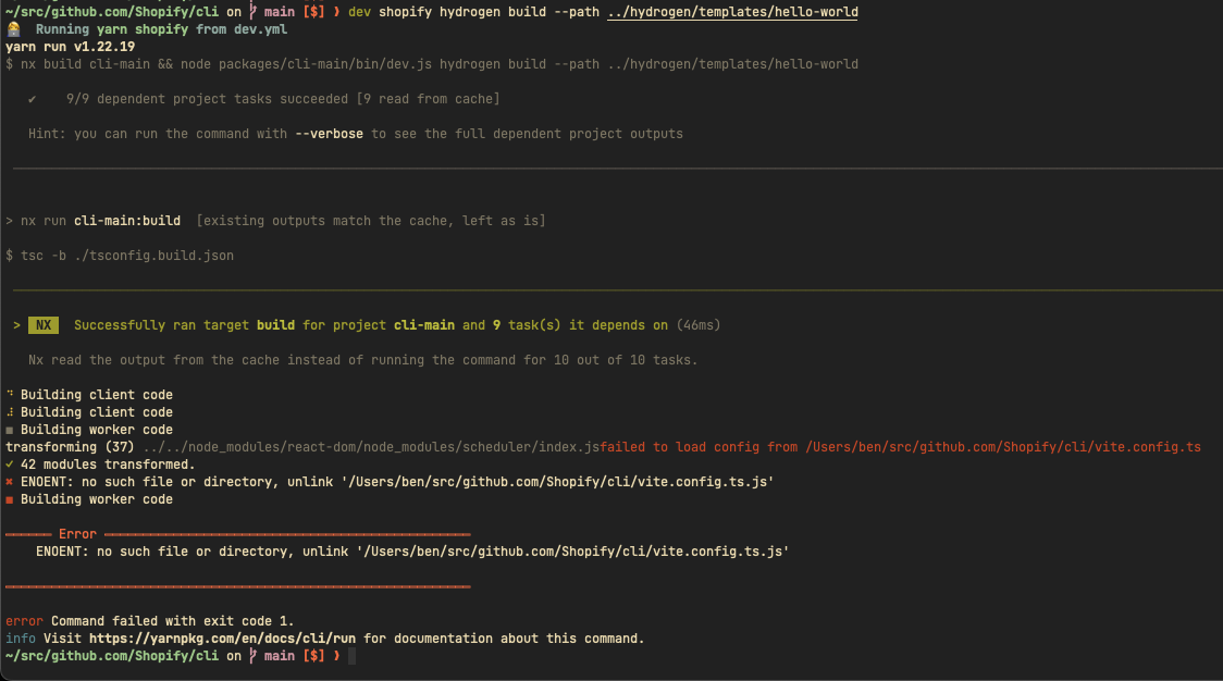 [Bug]: `shopify hydrogen build` fails to find `tailwind.config.ts` when supplying `--path` flag ...
