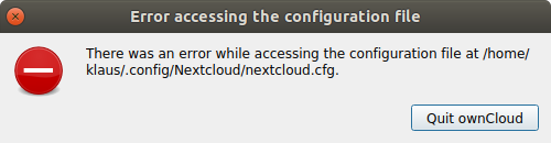 Error Accessing The Configuration File · Issue 809 · Nextcloud Desktop · Github