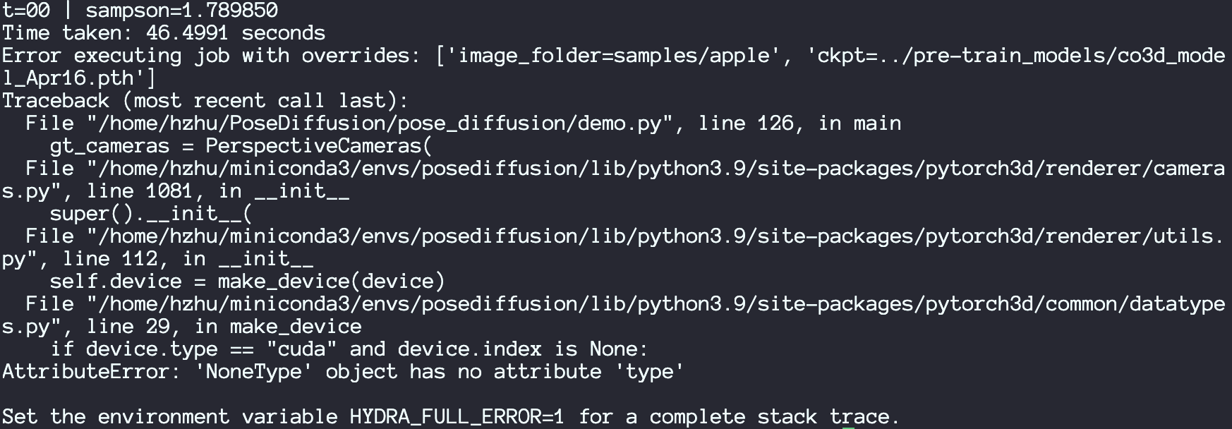 Error executing job with overrides · Issue #17 · facebookresearch/PoseDiffusion · GitHub