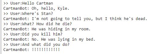 GitHub - kyawsawhtoon/Project-CartmanBot: The goal of this project is to develop a chatbot that ...