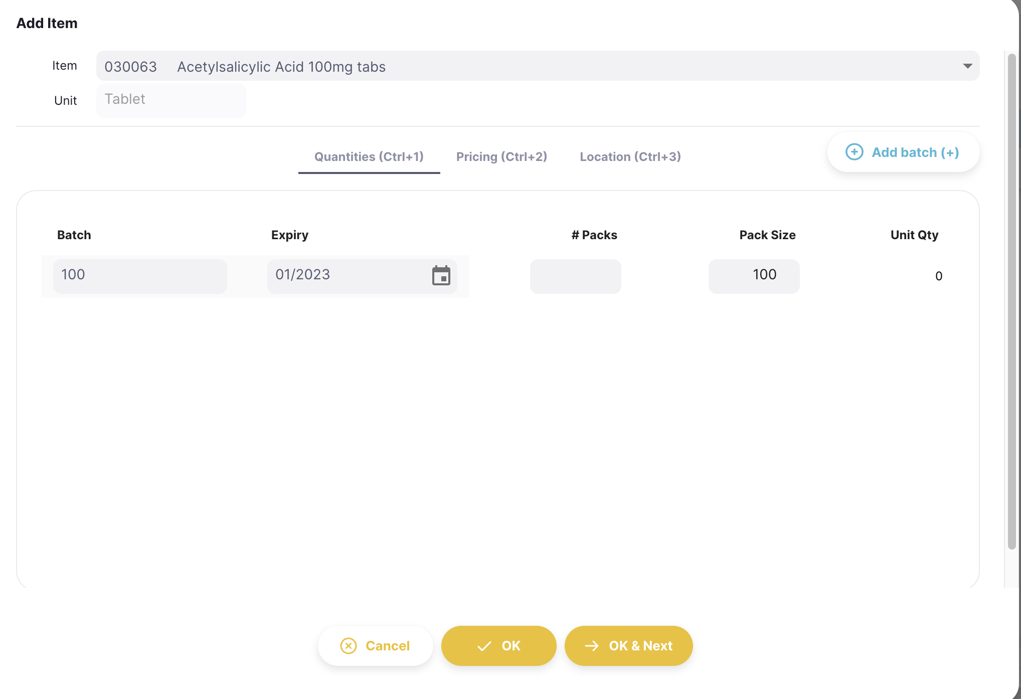 When entering a new shipment line, alert if mandatory fields are not filled in, rather than just ...