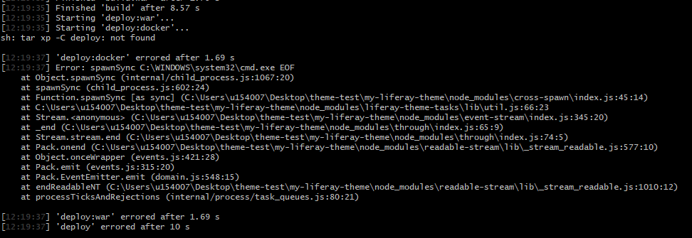 Theme fails to deploy to Docker Container · Issue #269 · liferay/liferay-frontend-projects · GitHub