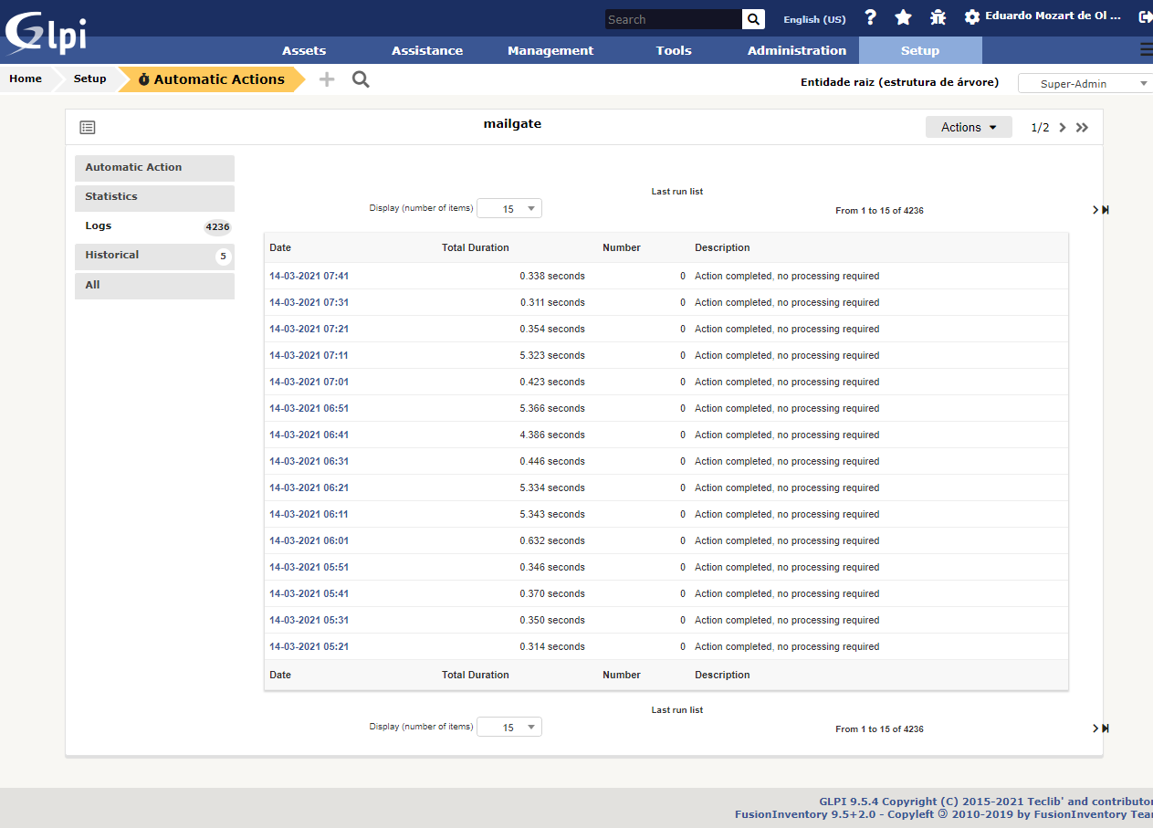 Automatic action 'Mailgate' hangs as 'Running' into aleatory times ...