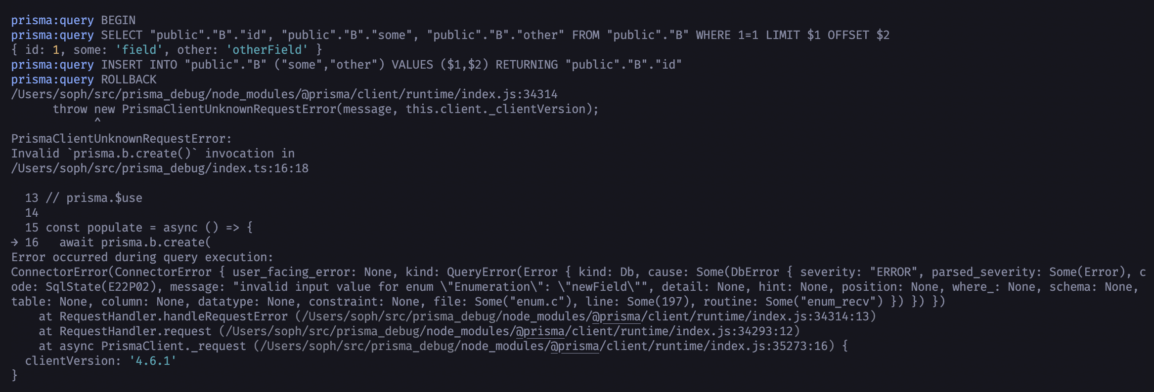 Improve error message on missing enum member · Issue #14972 · prisma/prisma · GitHub