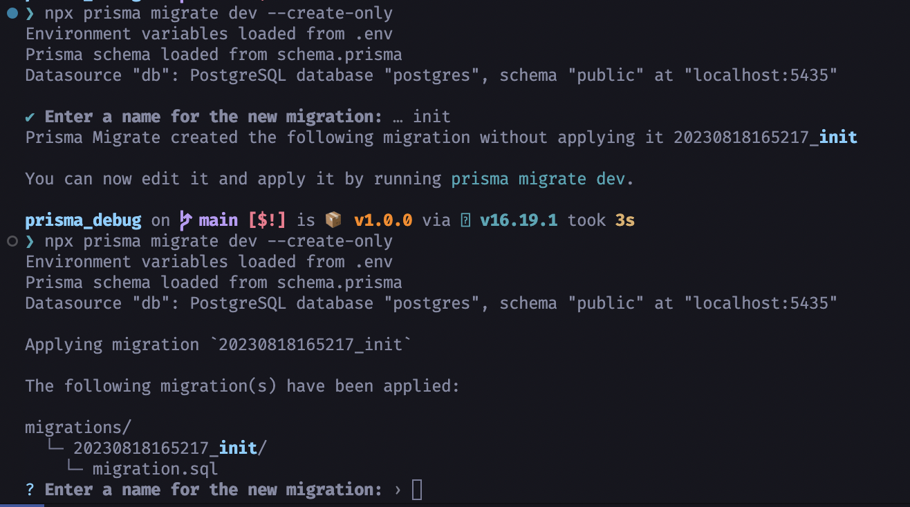 Running `prisma migrate dev --create-only` actually applies previous (non-deployed) migrations ...