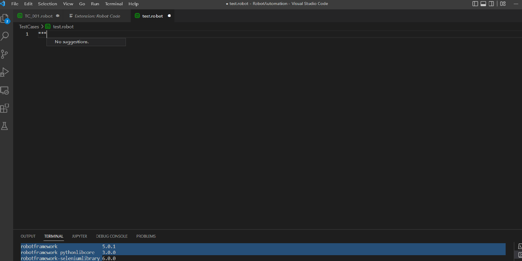 Not able to access Autocomplete and IntelliSense · Issue #71 · robotcodedev/robotcode · GitHub