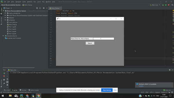 GitHub - dushant01/GUI--Movie-Recommendation-System: I just developed a ...