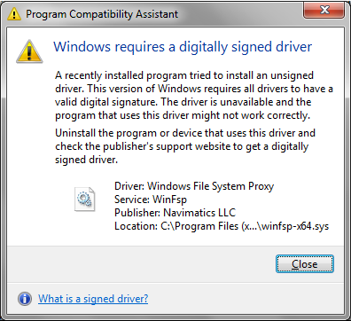 Driver signing issue on Windows 7 · Issue #471 · winfsp/winfsp · GitHub