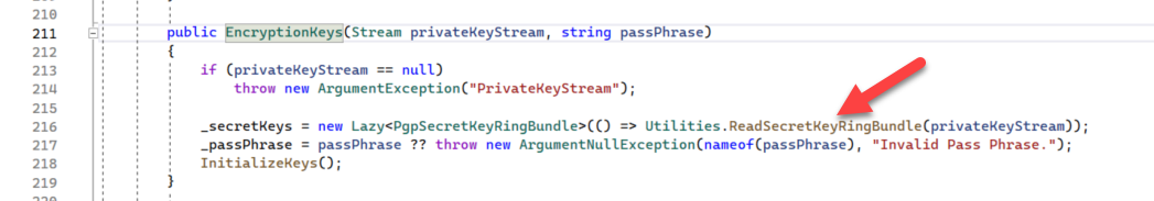 Getting "PGPPublicKeyRing found where PGPSecretKeyRing expected" at EncryptionKeys(Stream) for ...