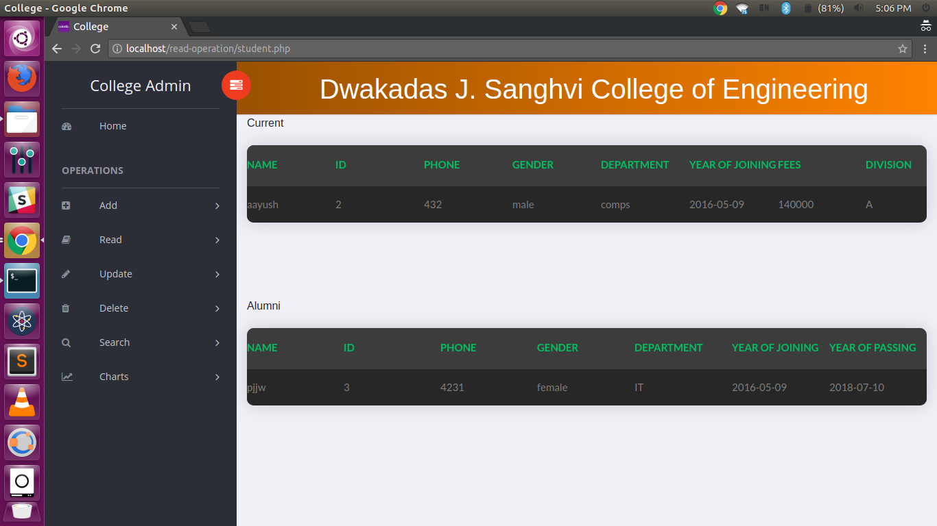 GitHub - ParthJhunjhunwala/College-Management-System: A project for the course Database ...
