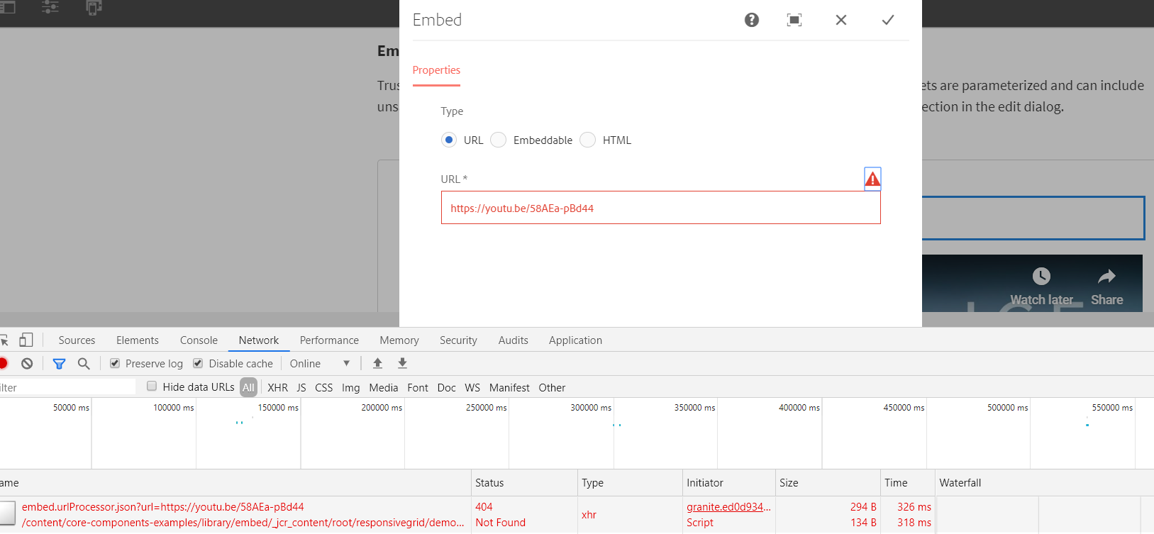 [Embed] URL check is failing for youtube URLs · Issue #881 · adobe/aem-core-wcm-components · GitHub