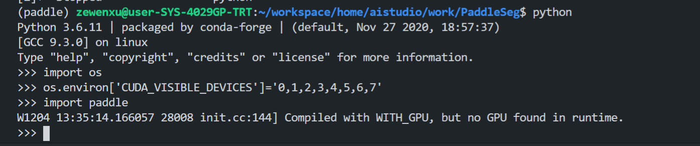 WARNING:root:You are using GPU version Paddle Fluid, But Your CUDA ...