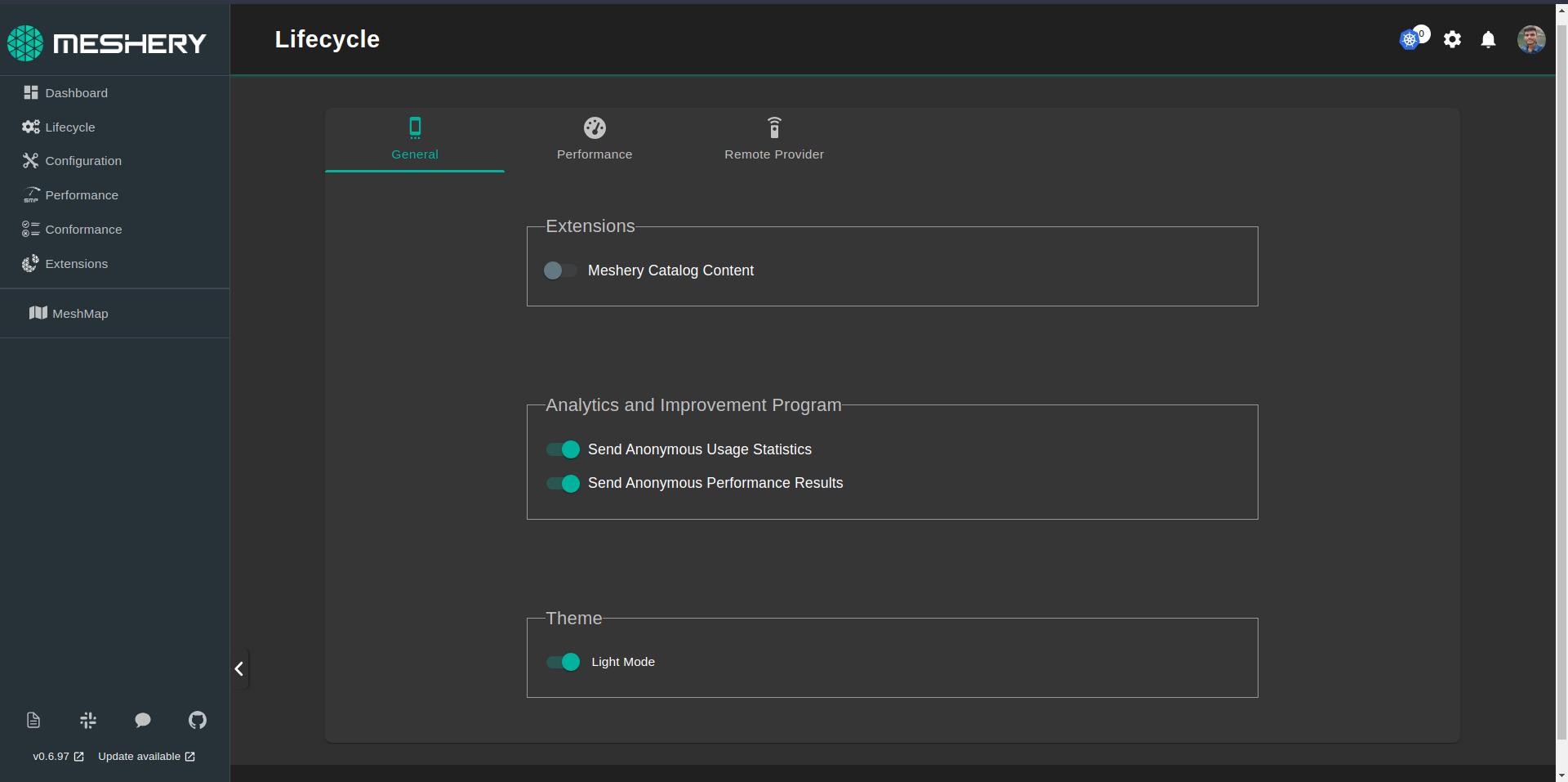 [UI] User preferences dark mode toggle button text · Issue #7931 · meshery/meshery · GitHub