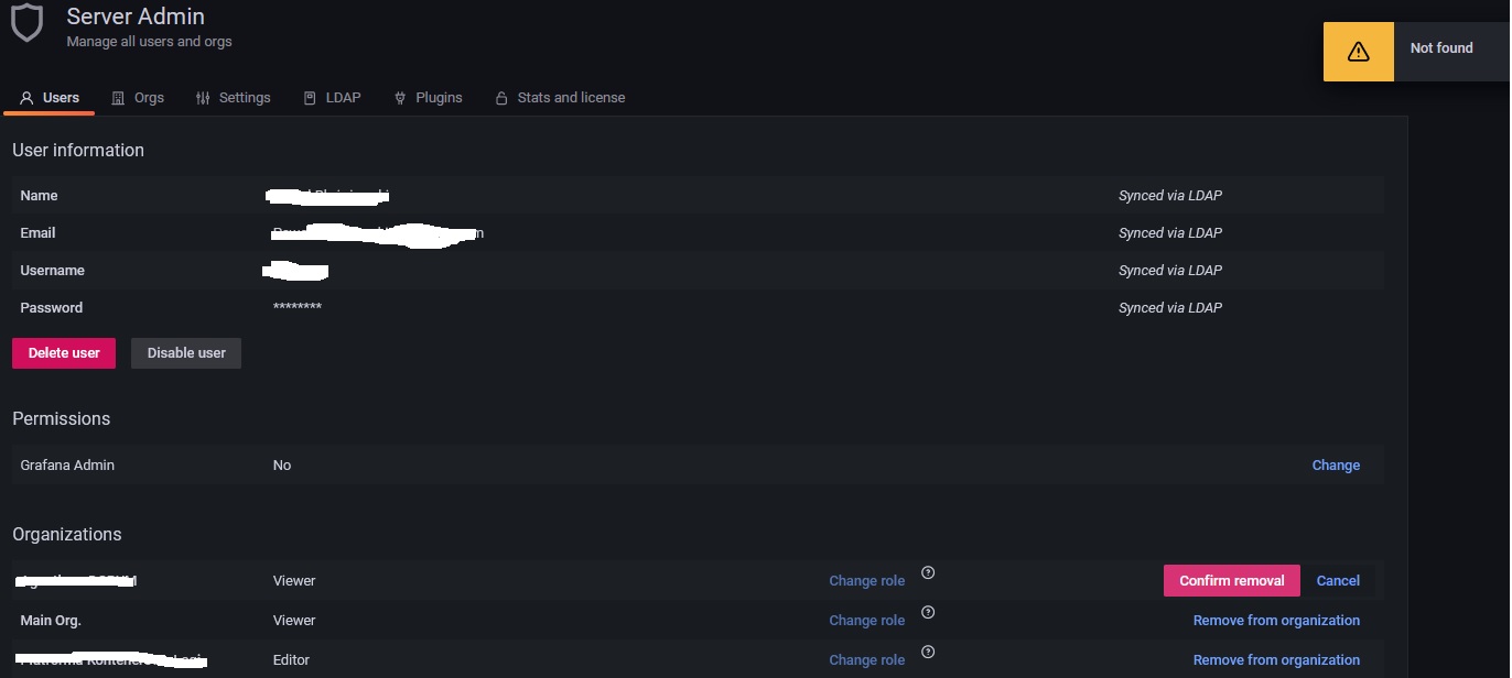 Grafana 903 Admin Can Not Remove Users Organizations · Issue 52434 