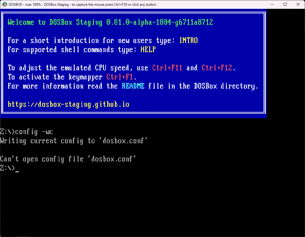'config -wc' doesn't work in current installer version of dev build. · Issue #3035 · dosbox ...