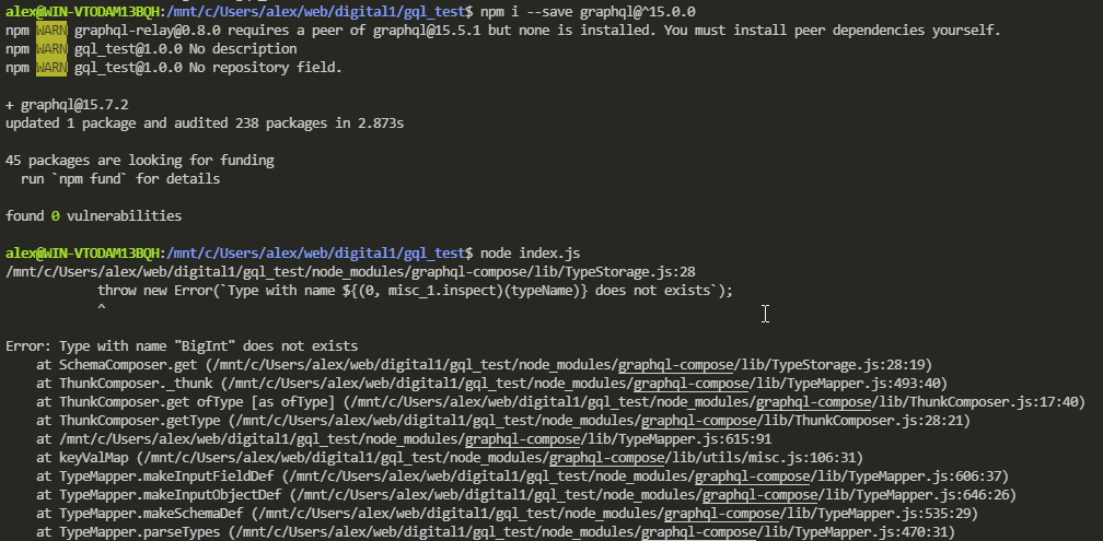 Type with name "BigInt" does not exists after upgrading from 2.1.0 ...