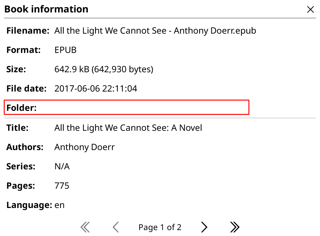Book information: No folder information available when "Shorten home folder" is enabled · Issue ...