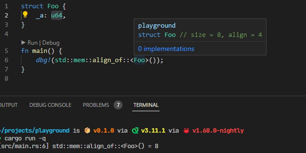 RA shows incorrect size and alignment of types · Issue #13959 · rust-lang/rust-analyzer · GitHub