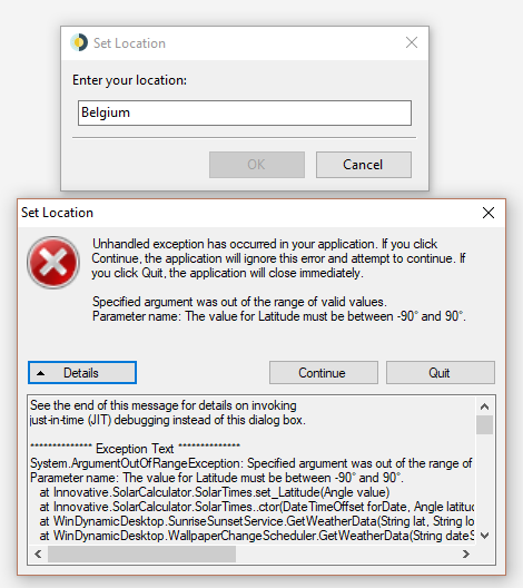 Doesn't understand any city · Issue #22 · t1m0thyj/WinDynamicDesktop · GitHub
