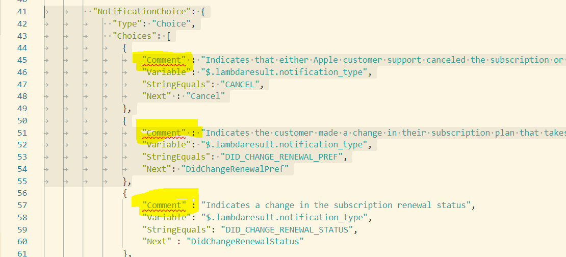 Error when using "Comment" field with "Choice" in Step Function · Issue ...