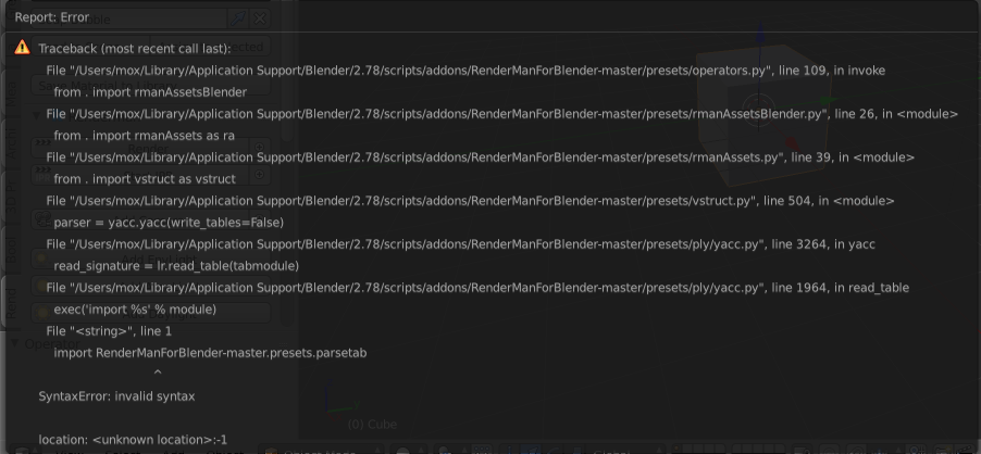 Traceback Error When Enabling · Issue #497 · prman-pixar/RenderManForBlender · GitHub
