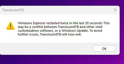 [Bug]: When right-clicking, windows explorer restarts · Issue #915 · TranslucentTB/TranslucentTB ...