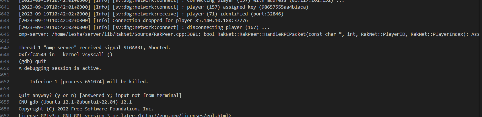 Random crash · Issue #721 · openmultiplayer/open.mp · GitHub