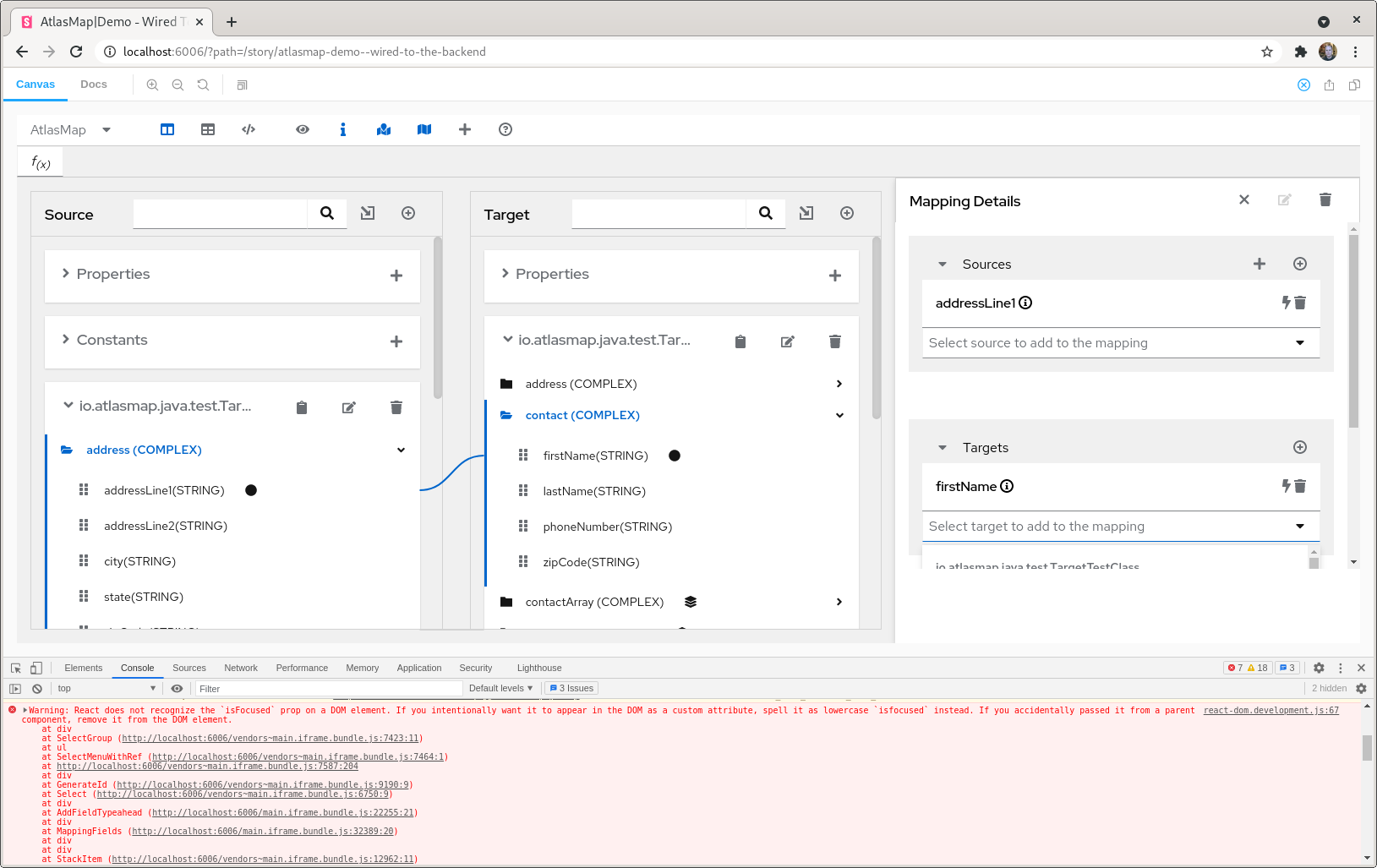 UI: New React warning on Mapping Details add-to-mapping pulldown menu · Issue #2887 · atlasmap ...