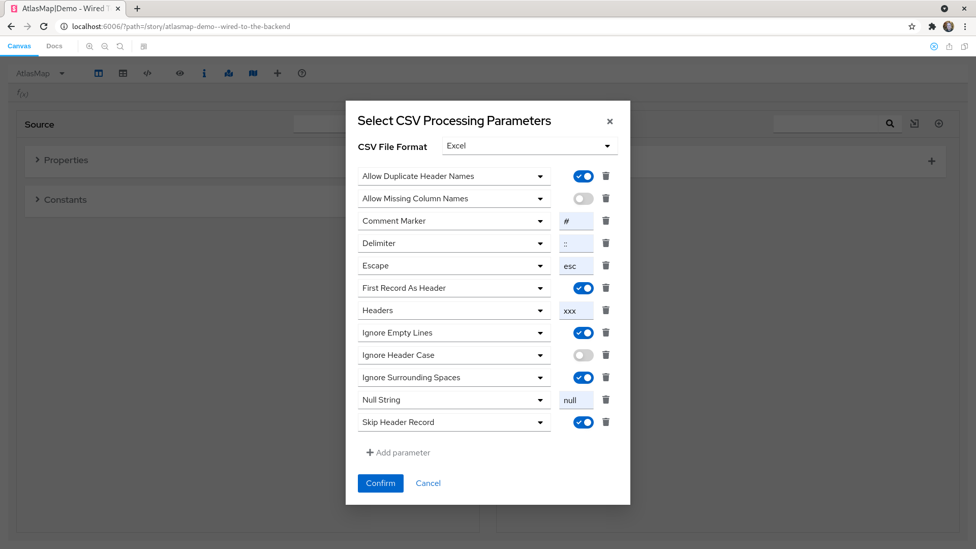 UI: CSV param dialog needs more work post upgrade · Issue #2924 · atlasmap/atlasmap · GitHub