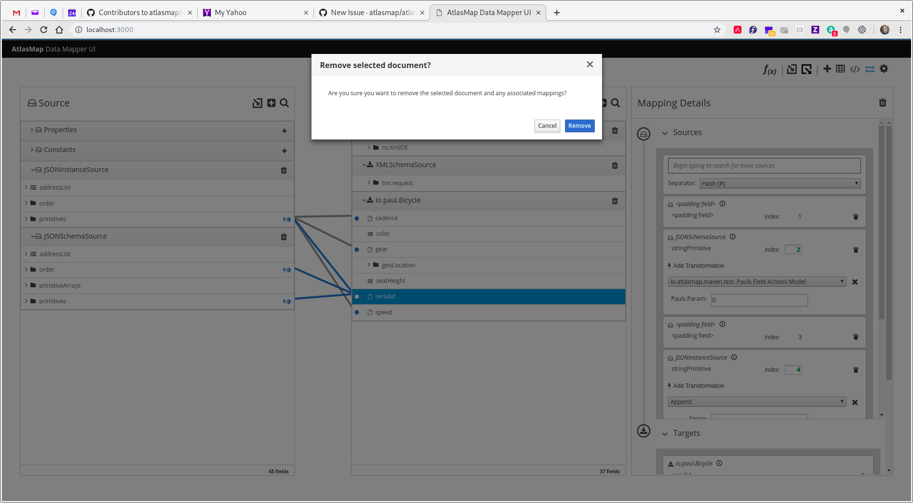 Removing A Custom Field Action Fails · Issue 1136 · Atlasmapatlasmap · Github