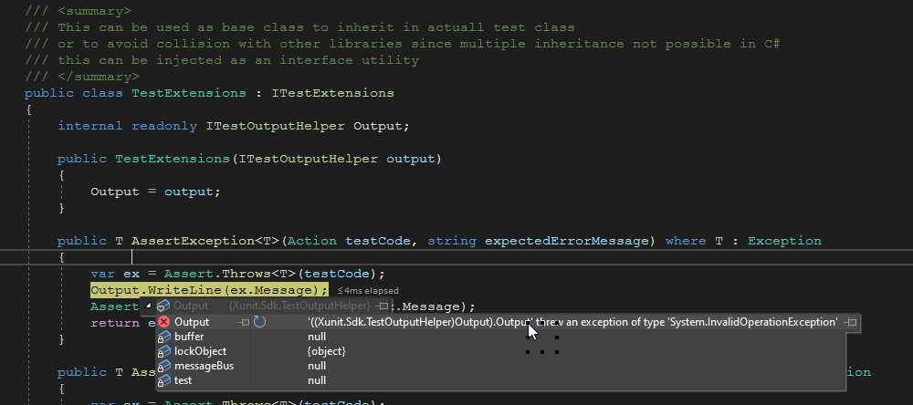 ITestOutputHelper throws exception "There is no currently active test ...