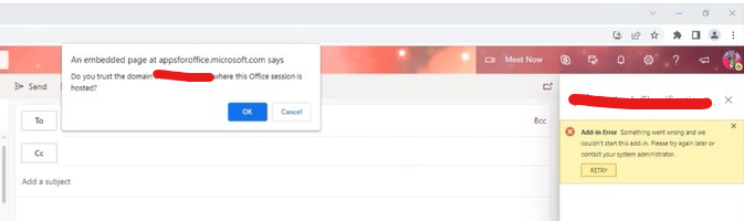 Outlook add-in: Users keep getting prompts to trust the domain after ...