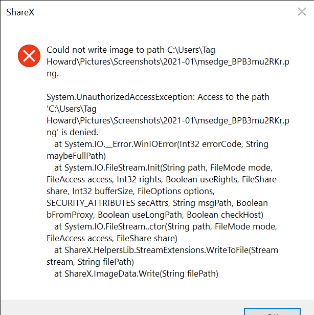 Error everytime I try to take a screenshot · Issue #5313 · ShareX ...