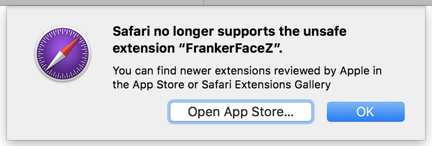 Safari 12 blocks safariextz extensions · Issue #458 · FrankerFaceZ ...