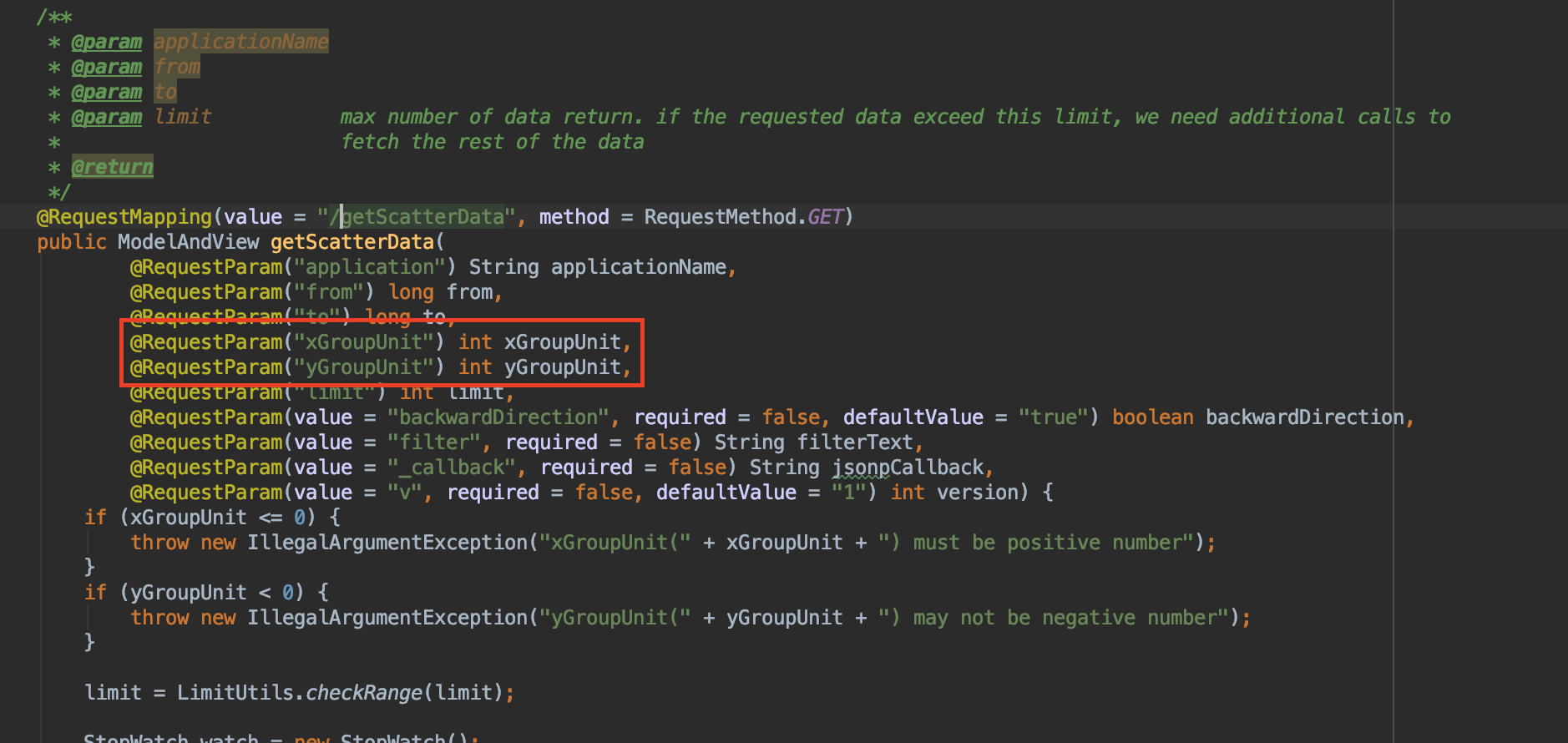 Asks what an interface parameter means (about ”getScatterData“) · Issue #4948 · pinpoint-apm ...