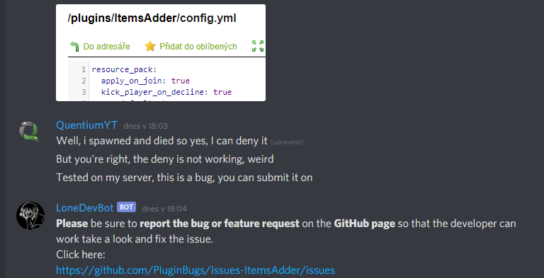[BUG] can play without pack · Issue #867 · PluginBugs/Issues-ItemsAdder · GitHub