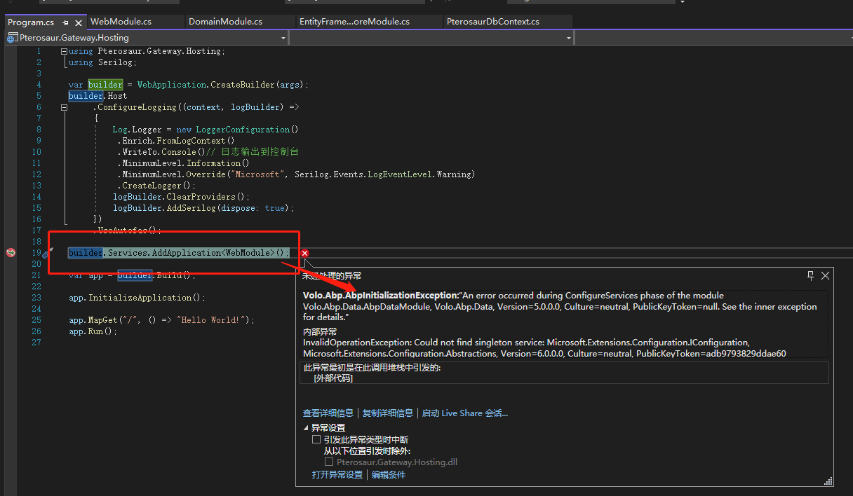 Abp 5.0 beta 3 has an initialization problem when updating to .Net 6.0 ...