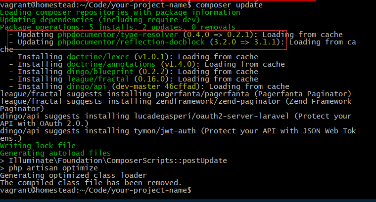 Install in laravel 5.* giving error · Issue #1402 · dingo/api · GitHub
