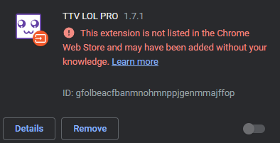 New Chrome .crx automatically disabling · Issue #60 · younesaassila/ttv-lol-pro · GitHub
