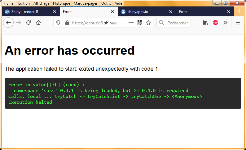 Installing to shinyapps.io: namespace ‘sass’ 0.3.1 is being loaded, but ...