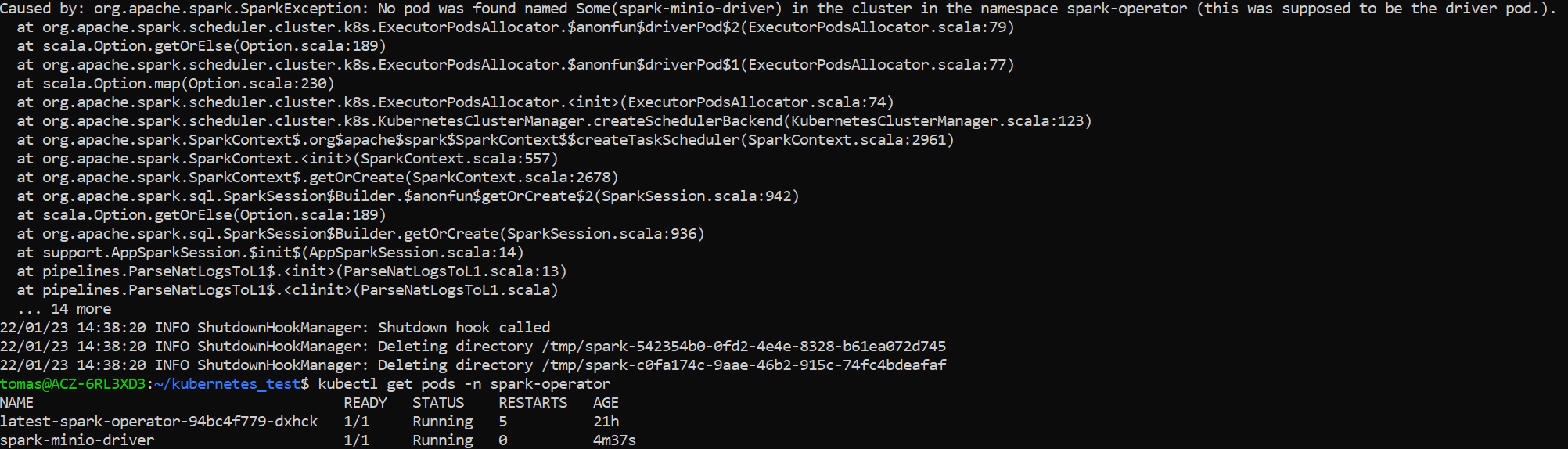 Org Apache Spark Sparkexception No Pod Was Found Named Some Spark Minio Driver In The Cluster