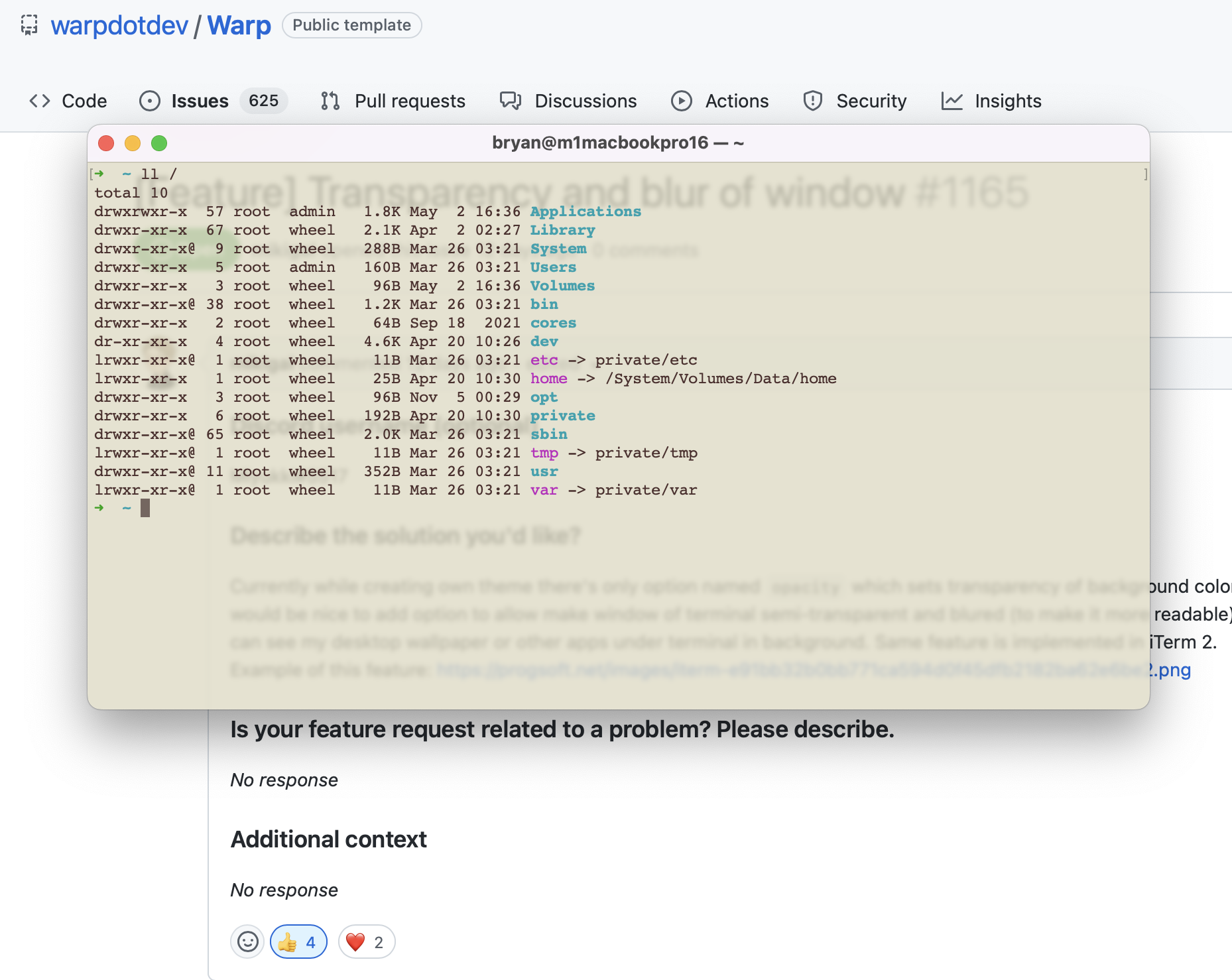 [Feature] Transparency and blur of window · Issue #1165 · warpdotdev/Warp · GitHub