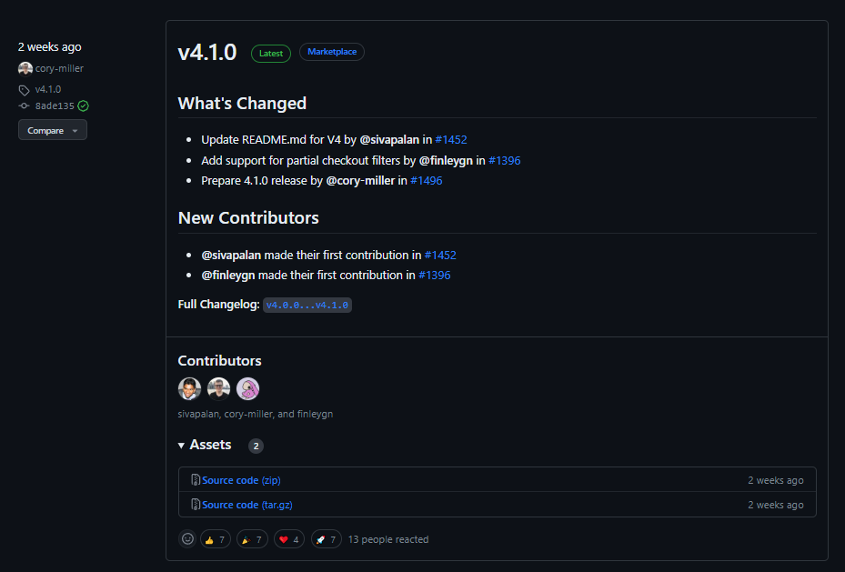 Comment Each Actionscheckout Sha With The Correct Full Version Numer · Issue 5965 · Nodejs