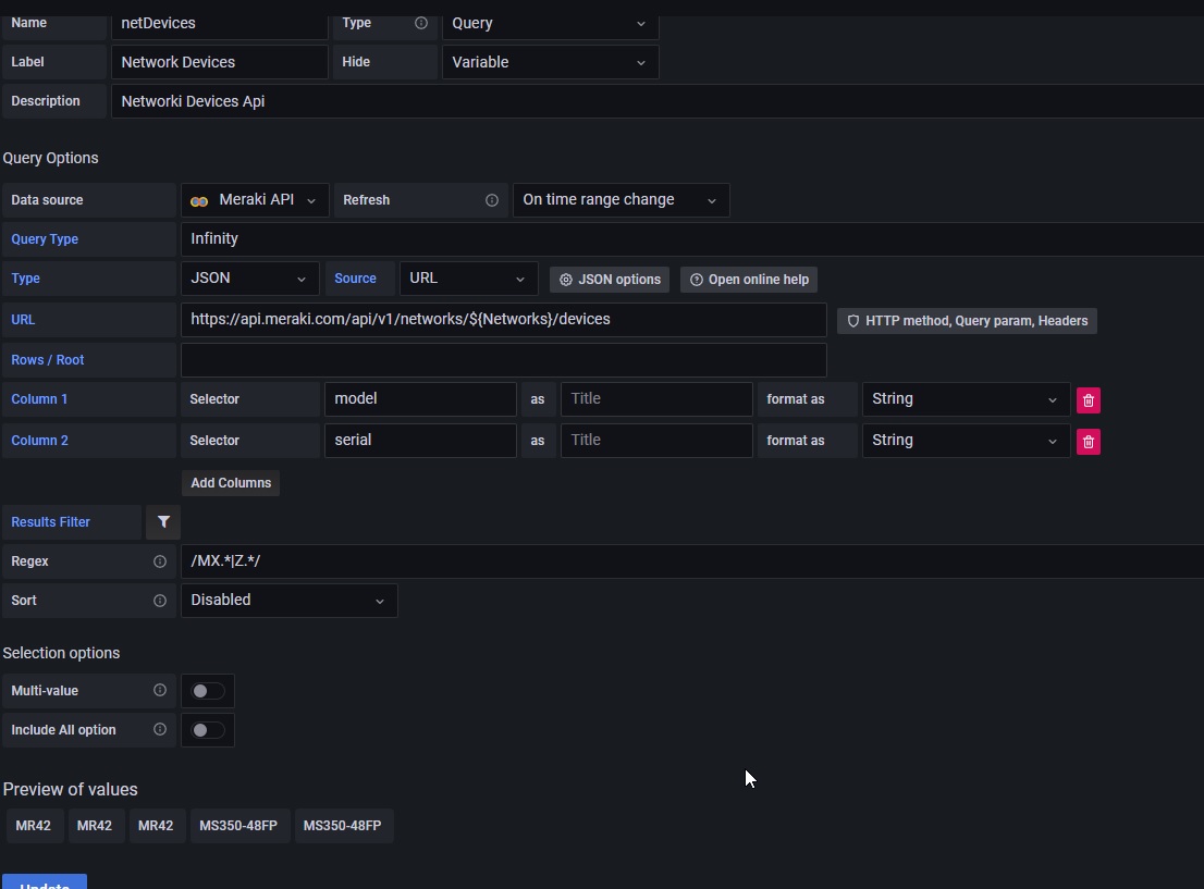 Filter Template Variable From Json Query Using Infinity Datasource · Grafana Grafana Infinity