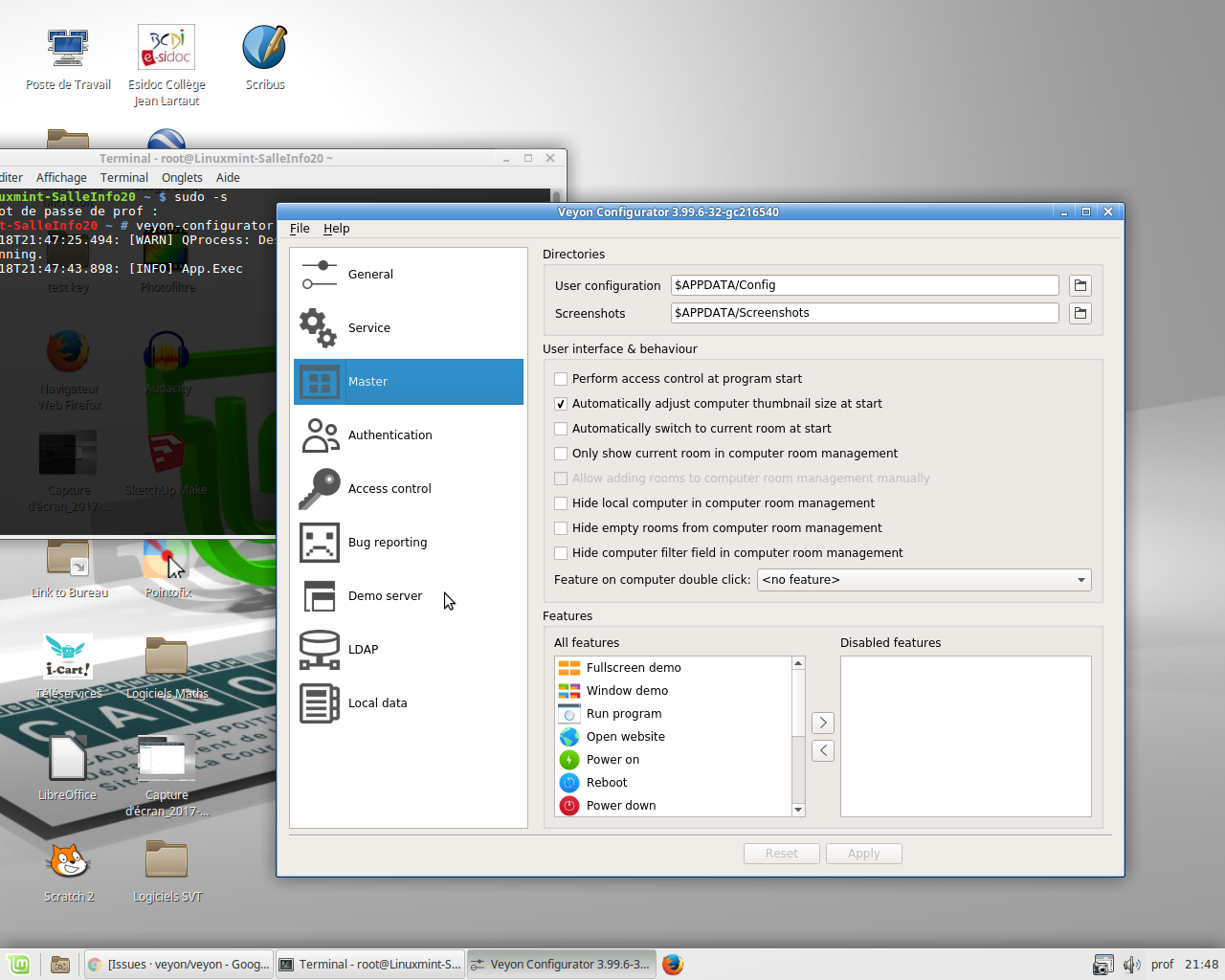 Can't select room/computer to display screen monitor on Veyon-master with Linuxmint · Issue #56 ...