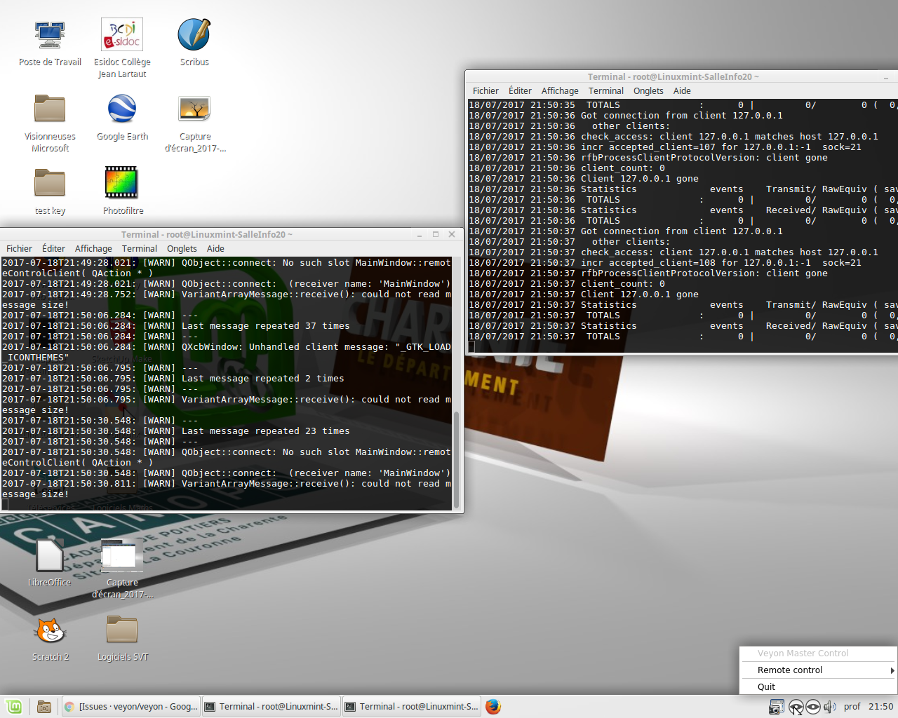 Can't select room/computer to display screen monitor on Veyon-master with Linuxmint · Issue #56 ...